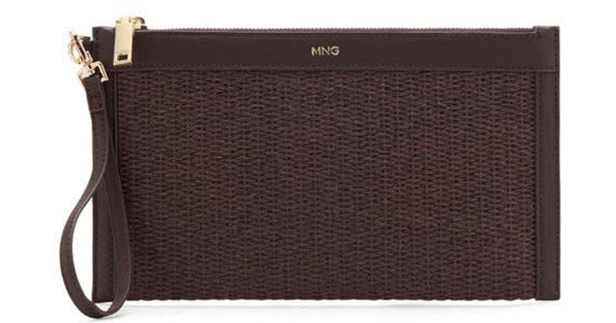 Mango Woven Rattan Clutch in Brown | Lyst