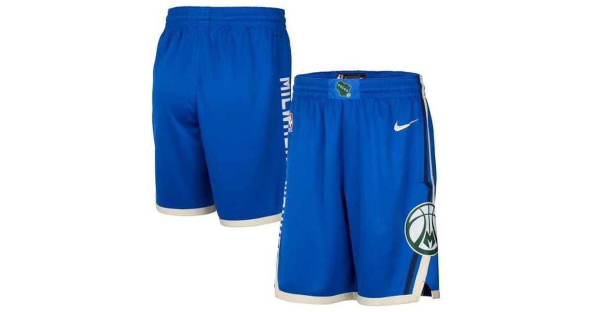 Nike Milwaukee Bucks 2024/25 City Edition Swingman Shorts in Blue for ...