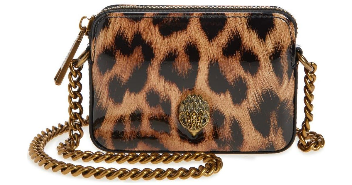 Kurt Geiger Micro Kensington Leopard Print Faux Leather Camera Bag in ...