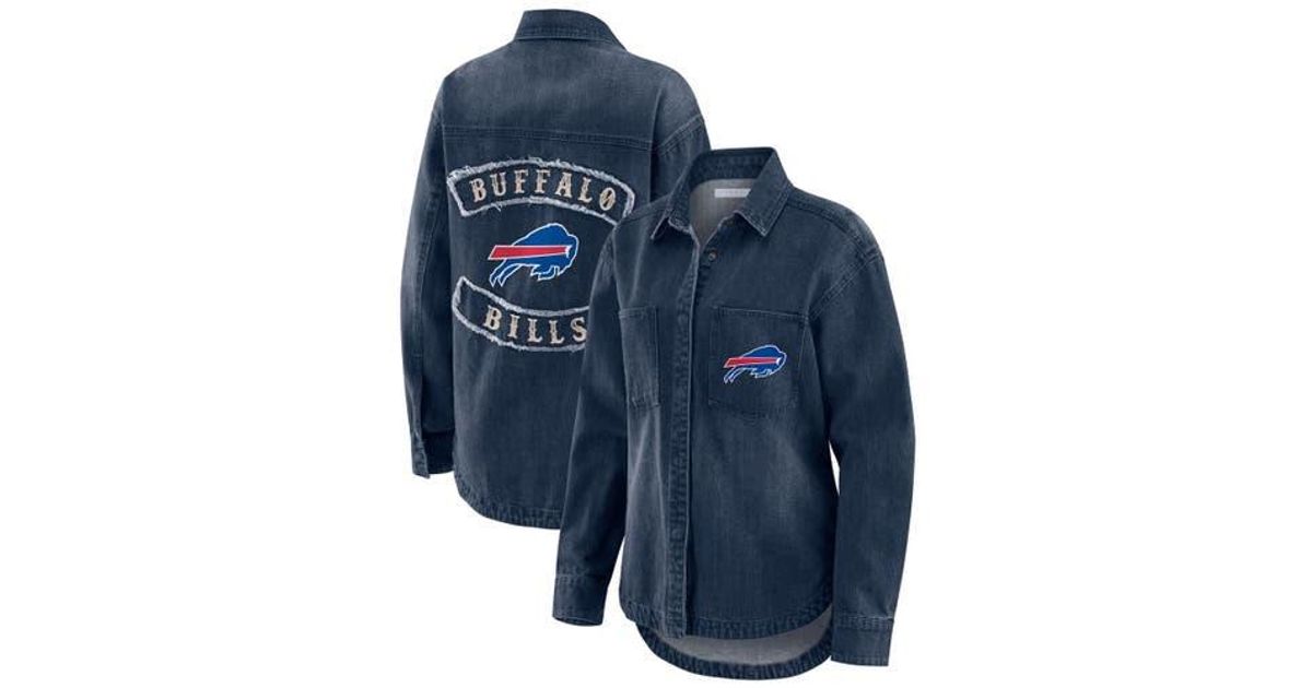 WEAR by Erin Andrews Buffalo Bills Washed Oversized Full-Snap Shacket ...