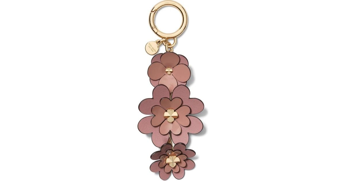 Kate Spade Charming Mixed Media Spade Leather Key Fob in Brown | Lyst