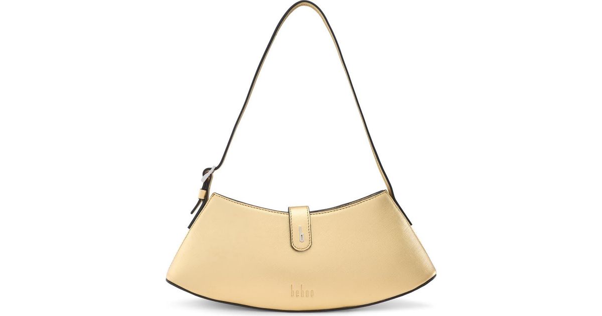 BEHNO Mini Ruth Metallic Leather Shoulder Bag in Natural | Lyst