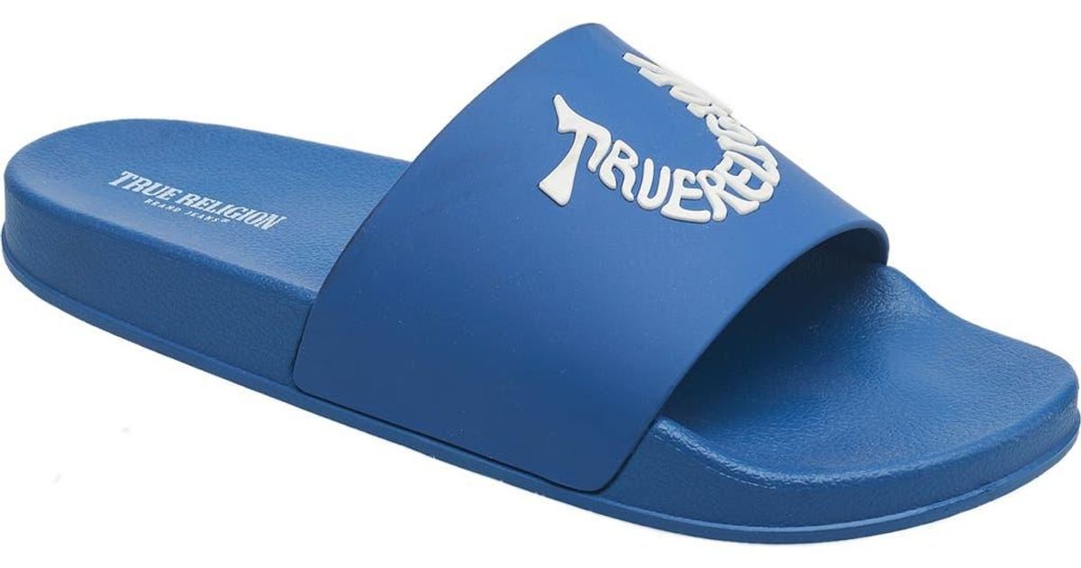 True Religion Ti Logo Slide in Blue for Men | Lyst