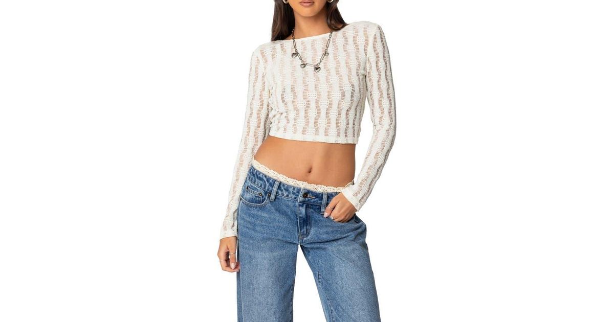 Edikted Twisted Back Knit Crop Top in Blue | Lyst