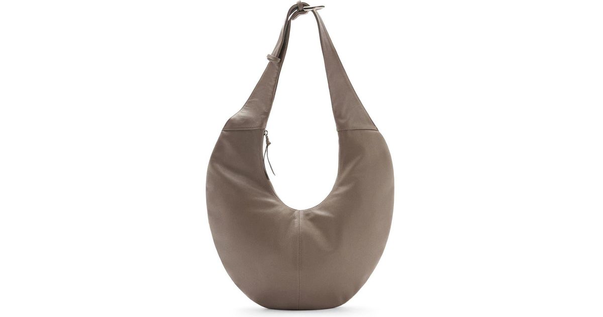 Mango Half Moon Leather Shoulder Bag in Gray | Lyst