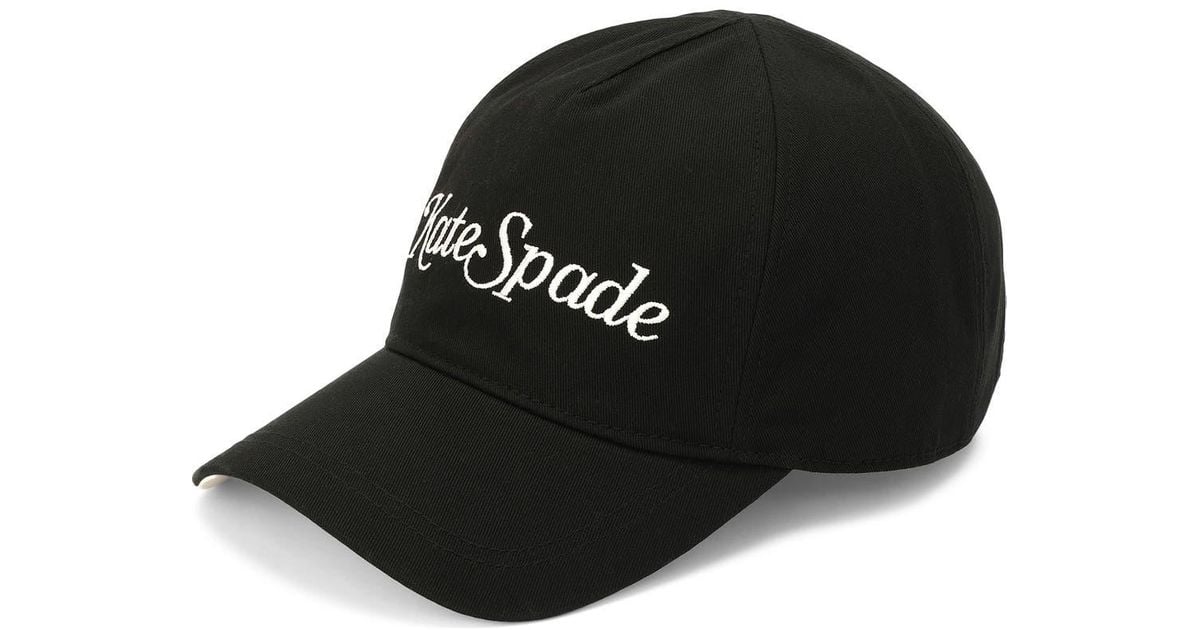 Kate Spade Magazine Script Twill Baseball Cap in Black | Lyst