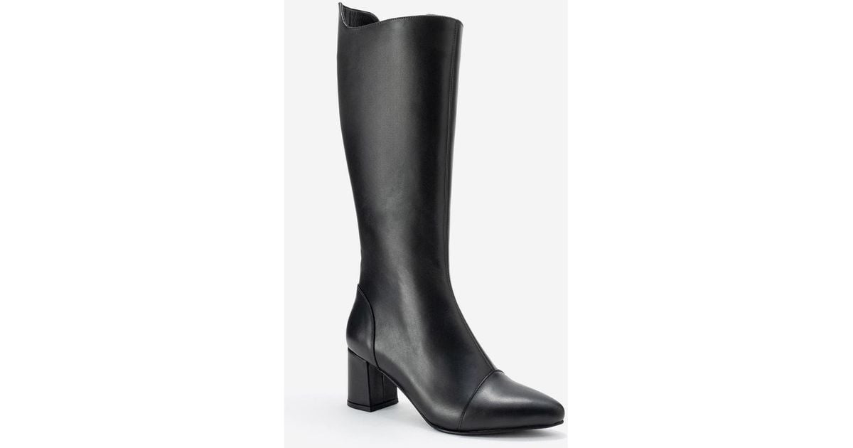 Forever & Always Shoes Osmera Leather Block Heel Knee High Boot in ...
