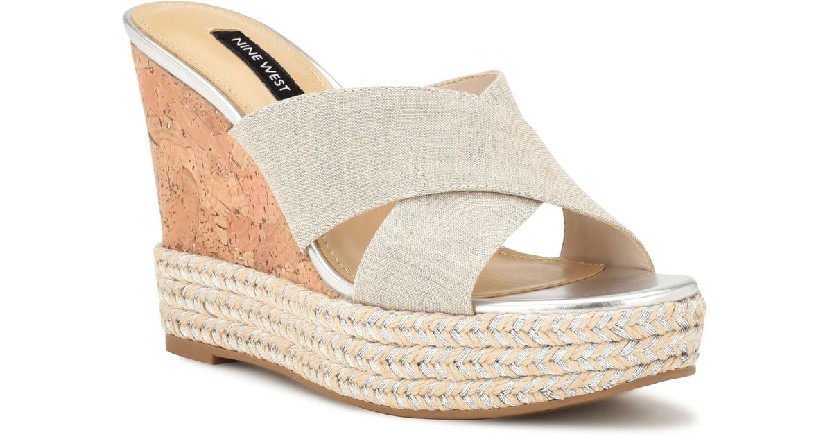 Nine West Hues Espadrille Platform Wedge Sandal In Natural Lyst