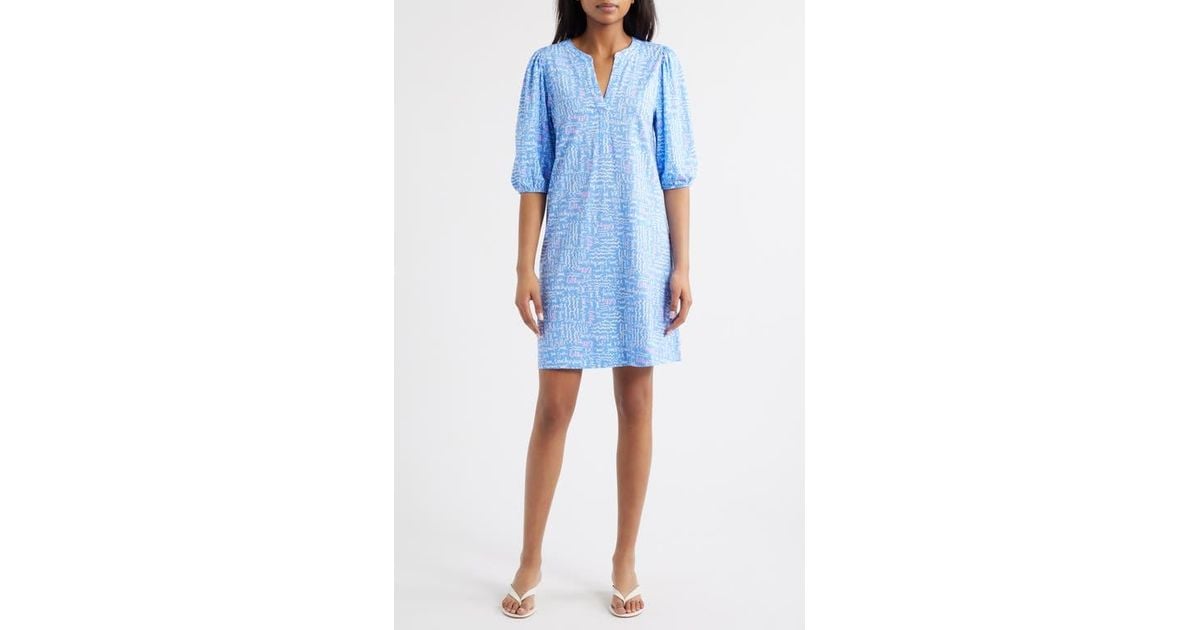 Lilly Pulitzer Colson Puff Sleeve Cotton Shift Dress in Blue | Lyst