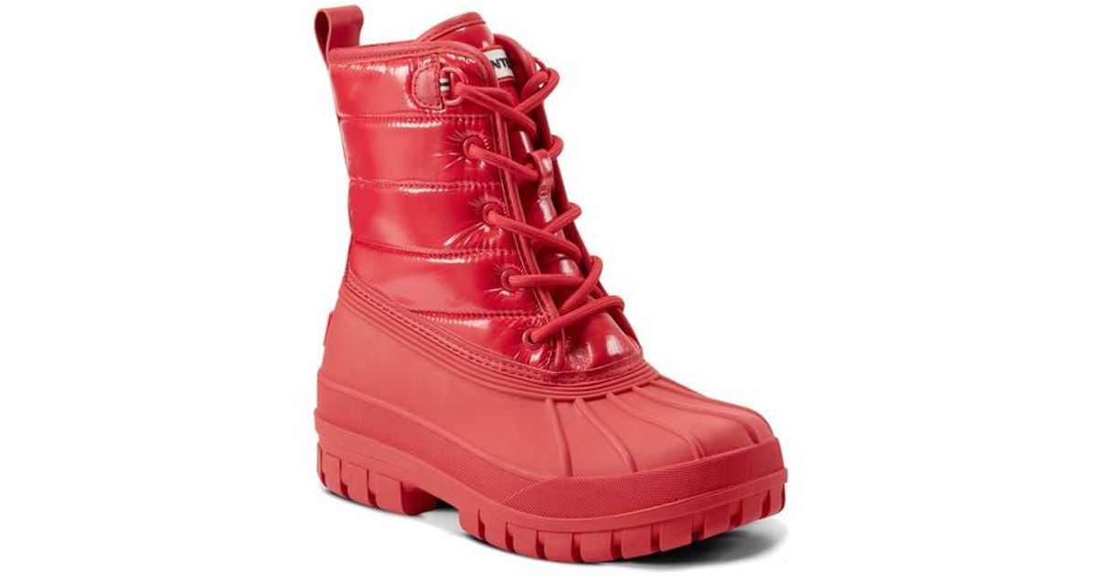 HUNTER Stanly Insulated Waterproof Duck Boot in Red | Lyst
