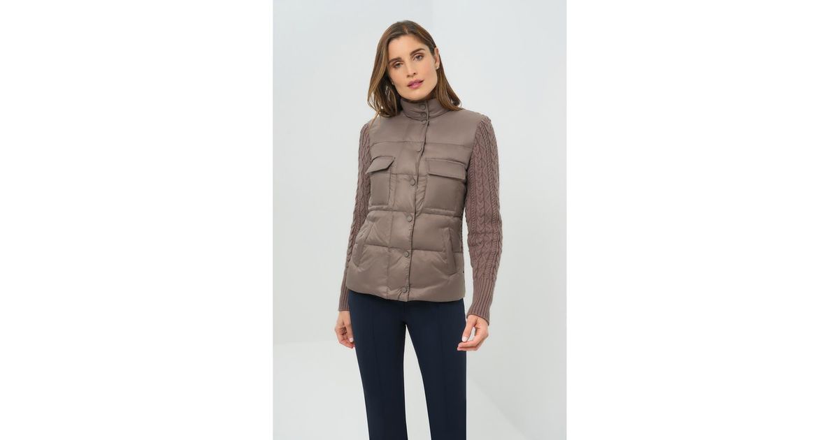 Anatomie Nina Puffer Jacket With Knit Back And Sleeves in Gray | Lyst