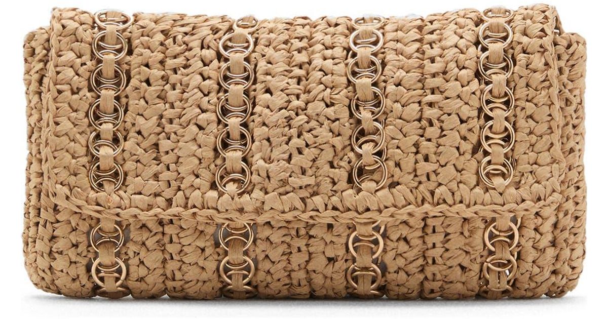 Mango Ring Embellished Woven Straw Shoulder Bag in Metallic | Lyst