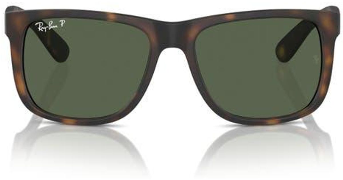 Ray-Ban Justin 55Mm Polarized Square Sunglasses in Green for Men | Lyst
