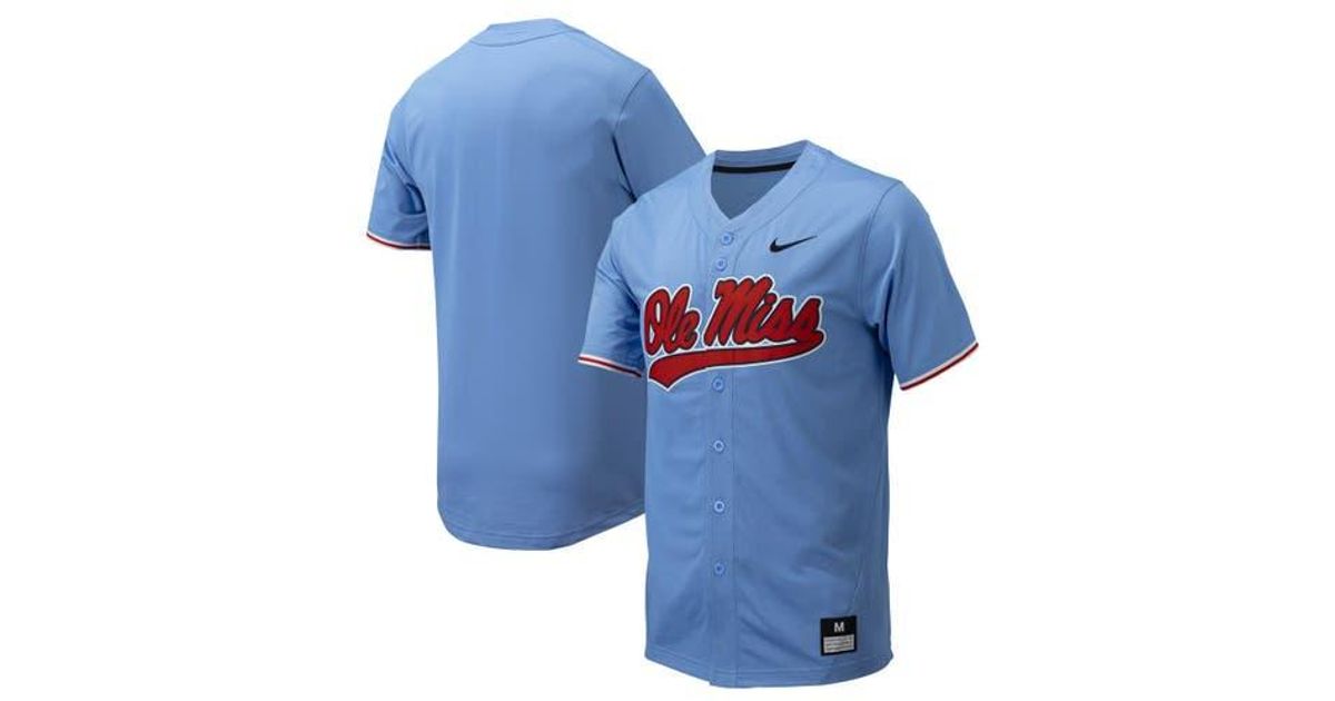 Nike Powder Ole Miss Rebels Replica Full-Button Baseball Jersey in Blue ...