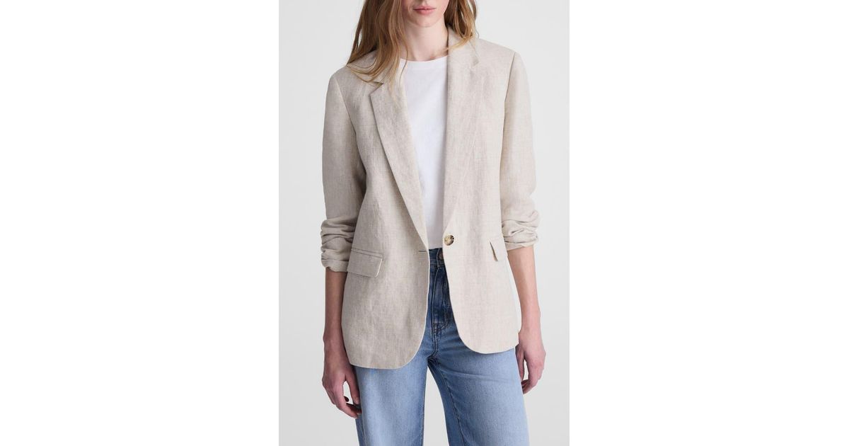 Madewell The Mercer Linen Relaxed Blazer in Gray | Lyst