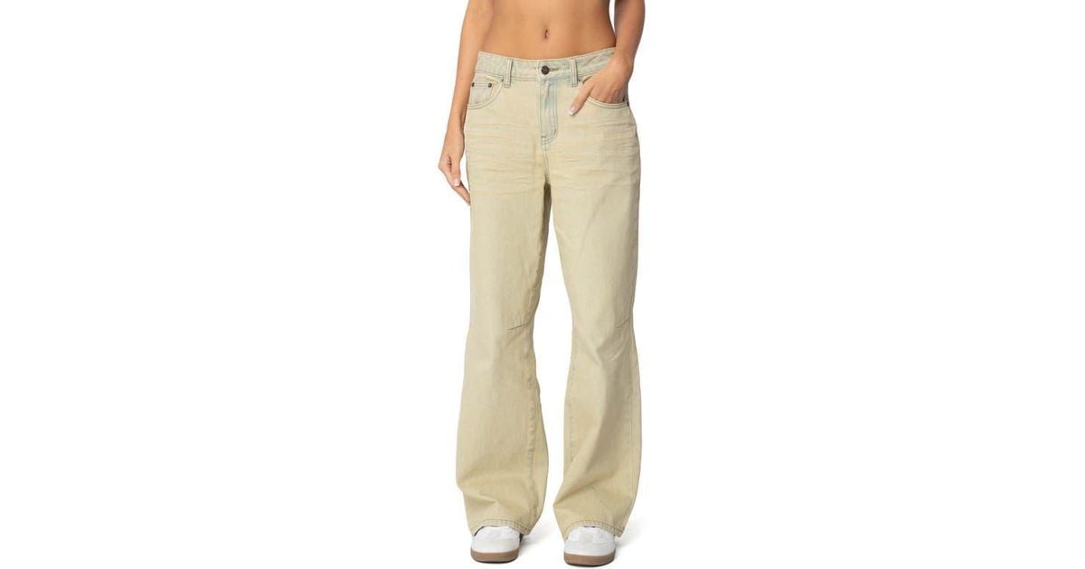 Edikted Washed Low Rise Boyfriend Jeans in Natural | Lyst