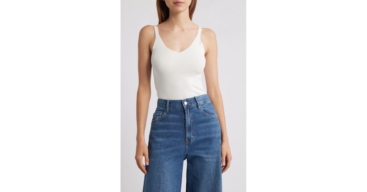 Mango Gymnastic Rib Knit Tank in White | Lyst