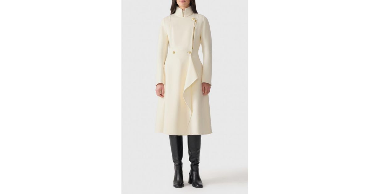 Mackage Annia Asymmetric Wool Double Face Coat in Natural | Lyst