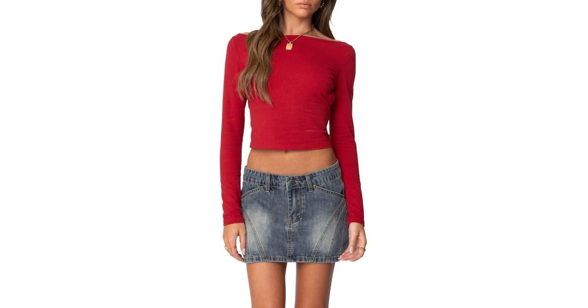 Edikted Valentine Open Back Crop Top in Red | Lyst