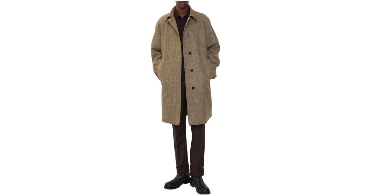 Burberry Long Herringbone Wool Dual Car Coat in Natural for Men | Lyst