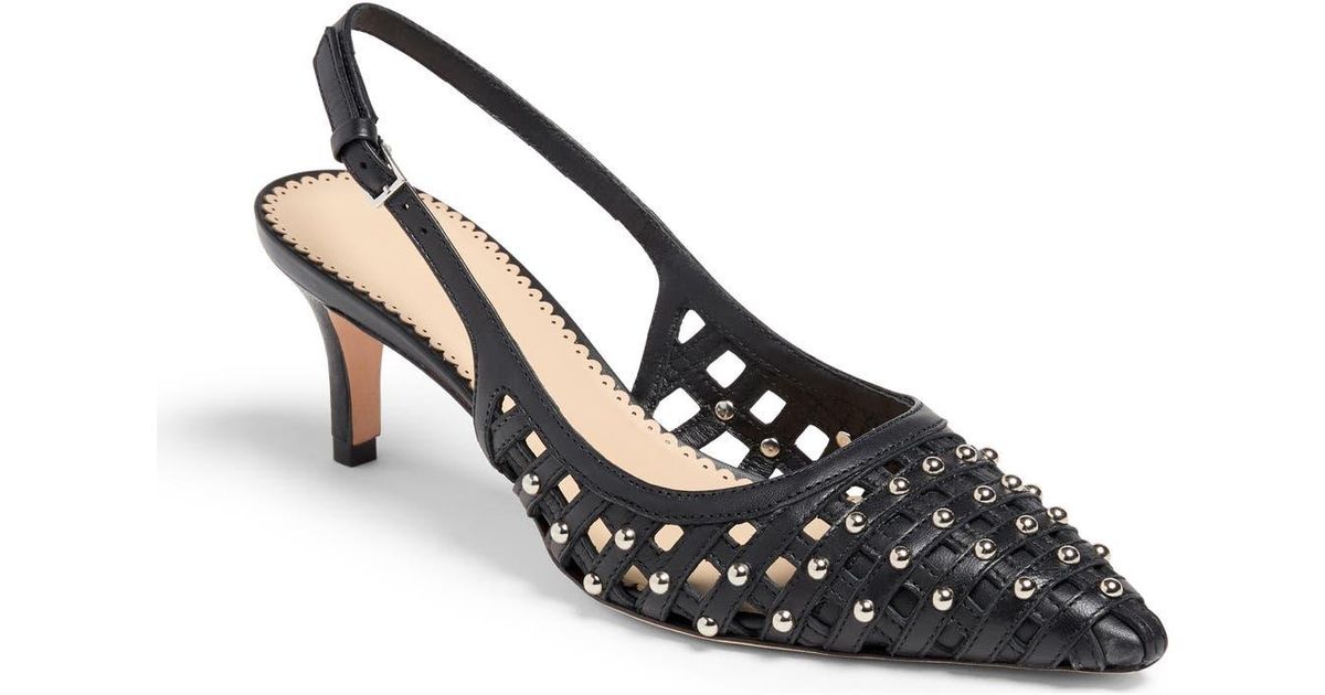Cinq À Sept Rena Cage Studded Slingback Pointed Toe Pump in Metallic | Lyst