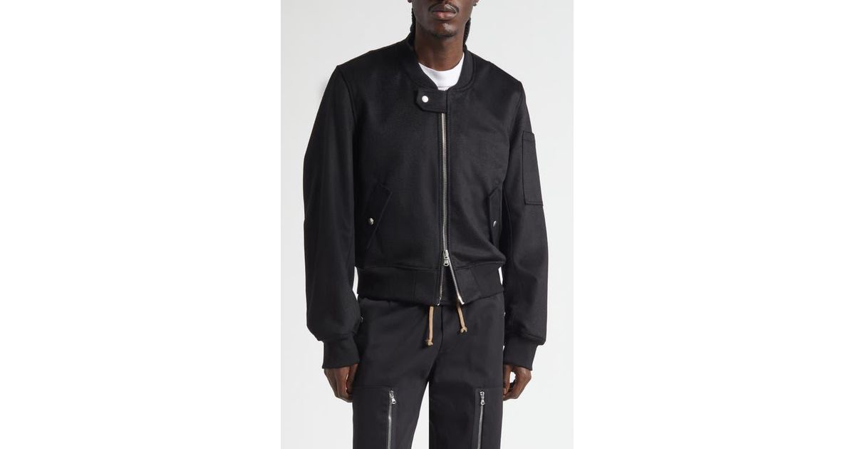 JKEEFER Breakdown Camel Hair Bomber Jacket in Black for Men | Lyst