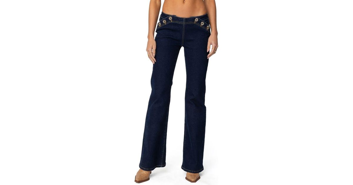 Edikted Alison Low Rise Flare Jeans in Blue | Lyst