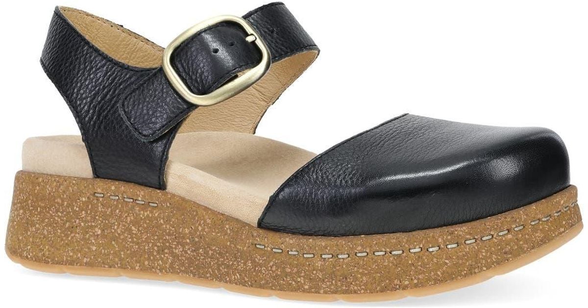 Dansko Brynlee Slingback Platform Wedge Clog in Blue | Lyst