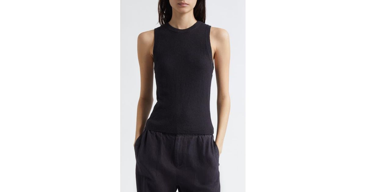 Vince Rib Cashmere & Silk Tank in Black | Lyst
