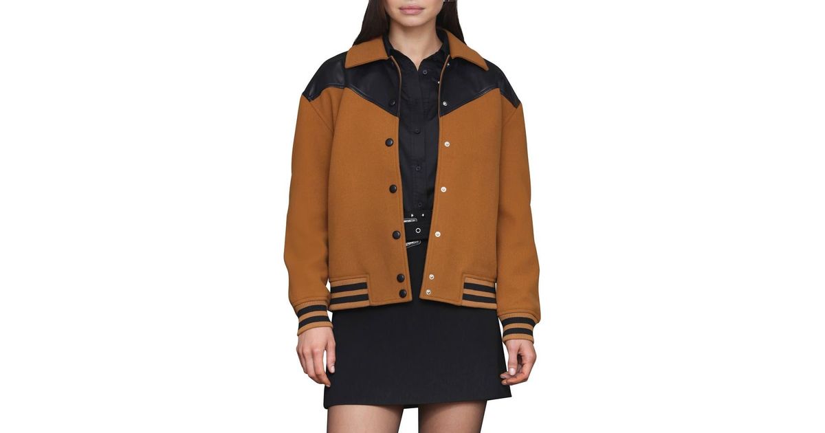Avec Les Filles Oversize Western Varsity Jacket in Brown | Lyst