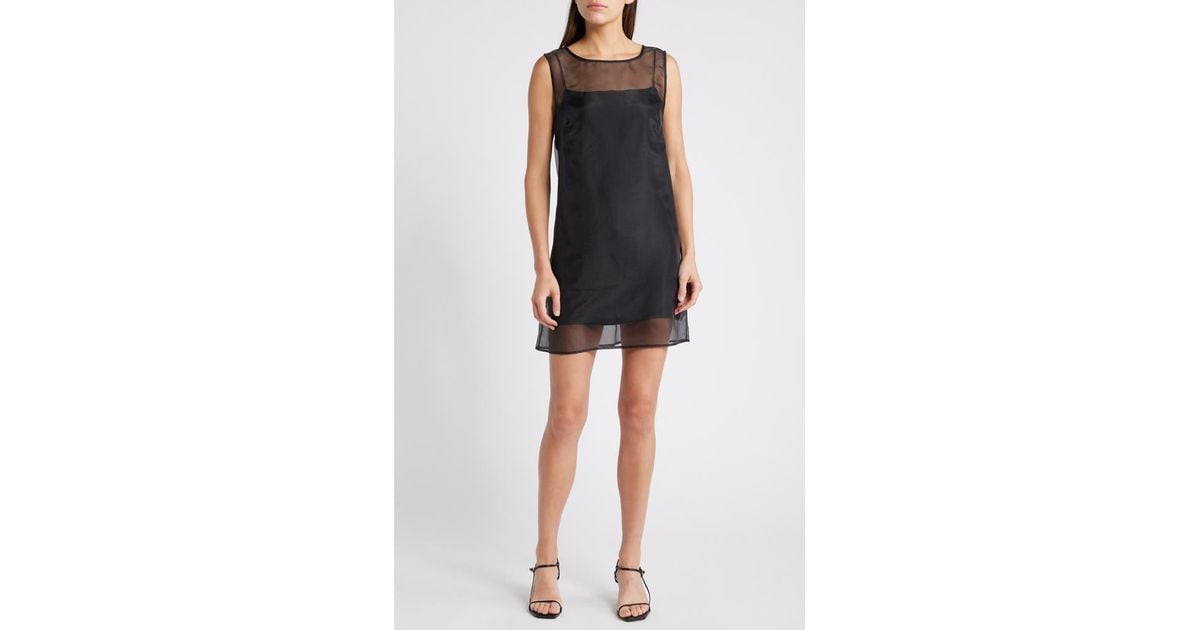 Reformation Vina Sheer Overlay Minidress in Black | Lyst