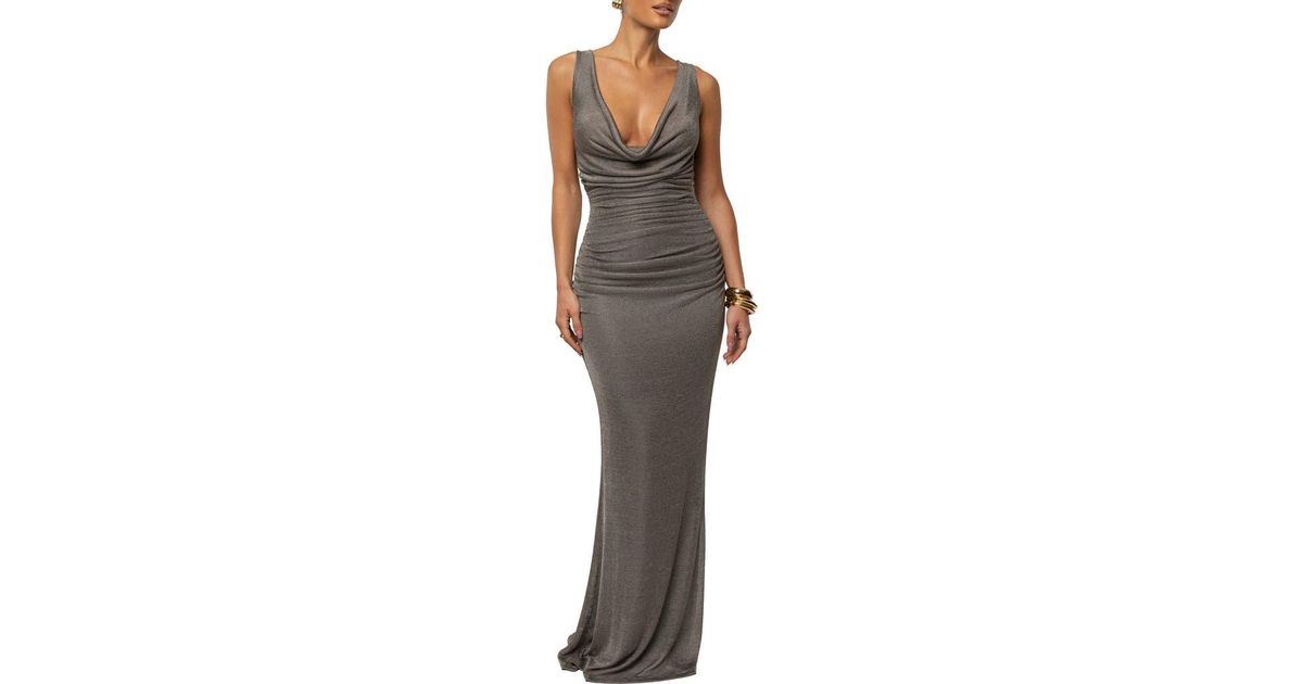 JLUXLABEL Charmed Cowl Neck Body-Con Maxi Dress in Gray | Lyst