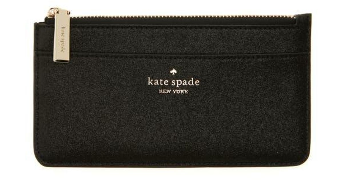 Kate Spade Large Slim Glitter Card Holder in Black | Lyst