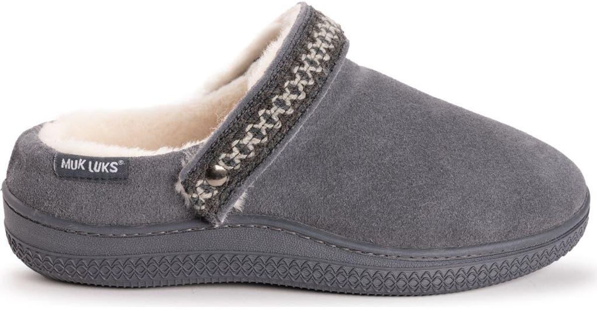 Muk Luks Quianna Luna Genuine Suede Clog Slipper in Gray | Lyst