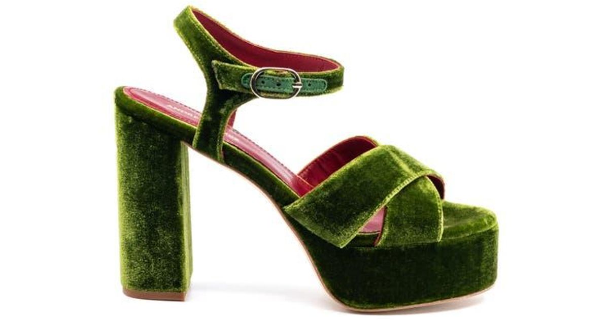 Andrea Gomez Bella Velvet Platform in Green | Lyst