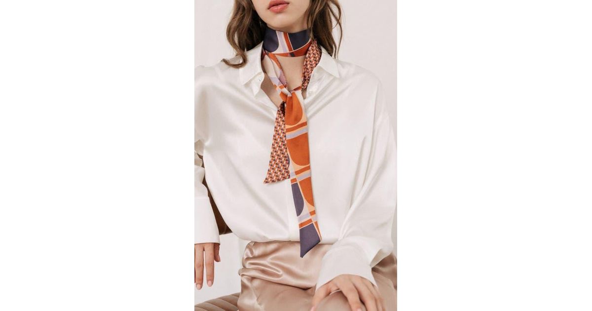 Lost Pattern Modular Skinny Silk Scarf in Orange | Lyst