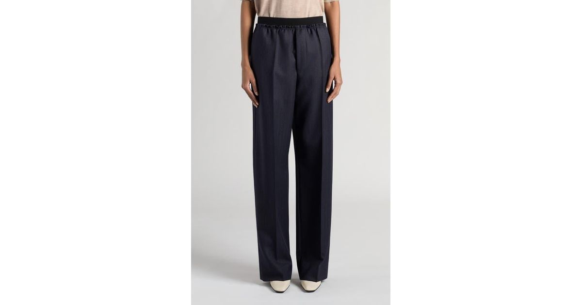 Bottega Veneta Subtle Stripe Wool Herringbone Pull-On Pants in Blue | Lyst