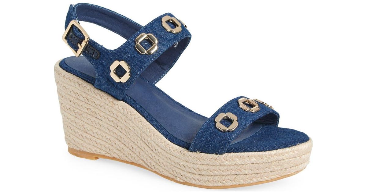 KOKO + PALENKI Echo Slingback Espadrille Platform Wedge Sandal in Blue ...