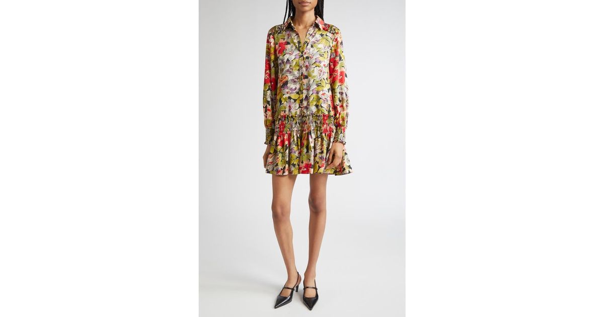 Cinq À Sept Damia Canyon Bloom Long Sleeve Minidress | Lyst