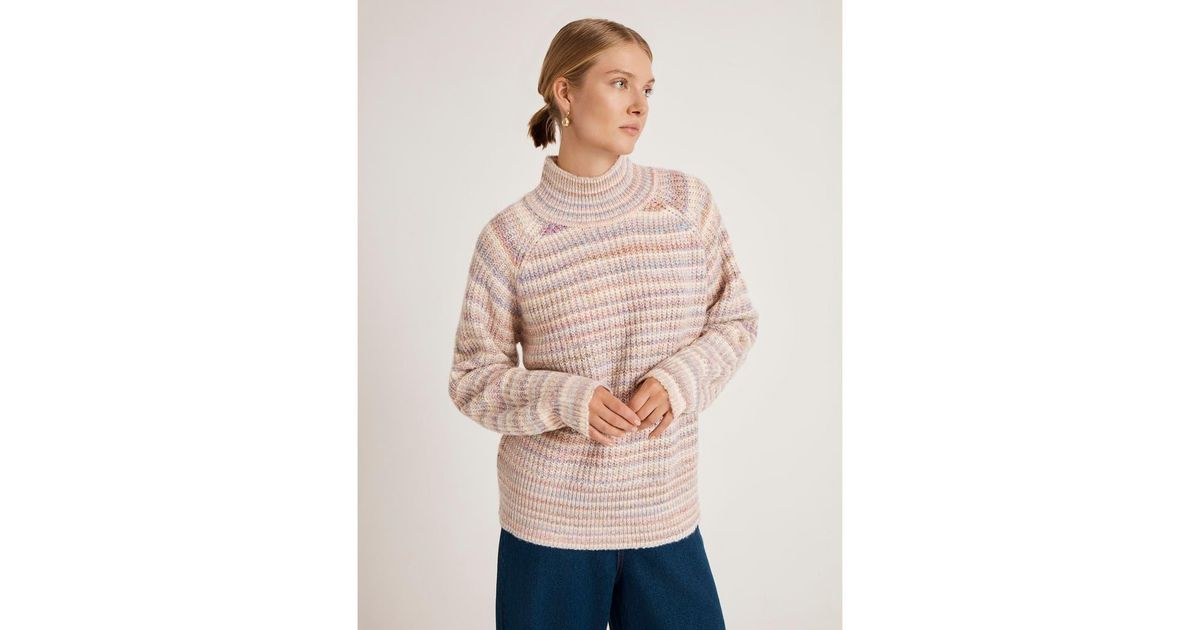Finery London Helen Funnel Neck Knitted Sweater in Natural | Lyst
