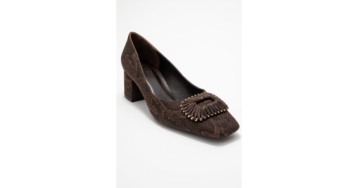 Prologue Shoes Velora Buckle Square Toe Block Heel Pump in Black | Lyst