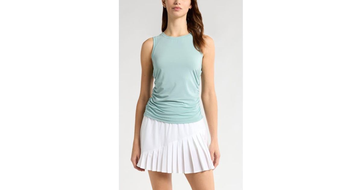 Zella Breathe Ruched Tank in Blue | Lyst