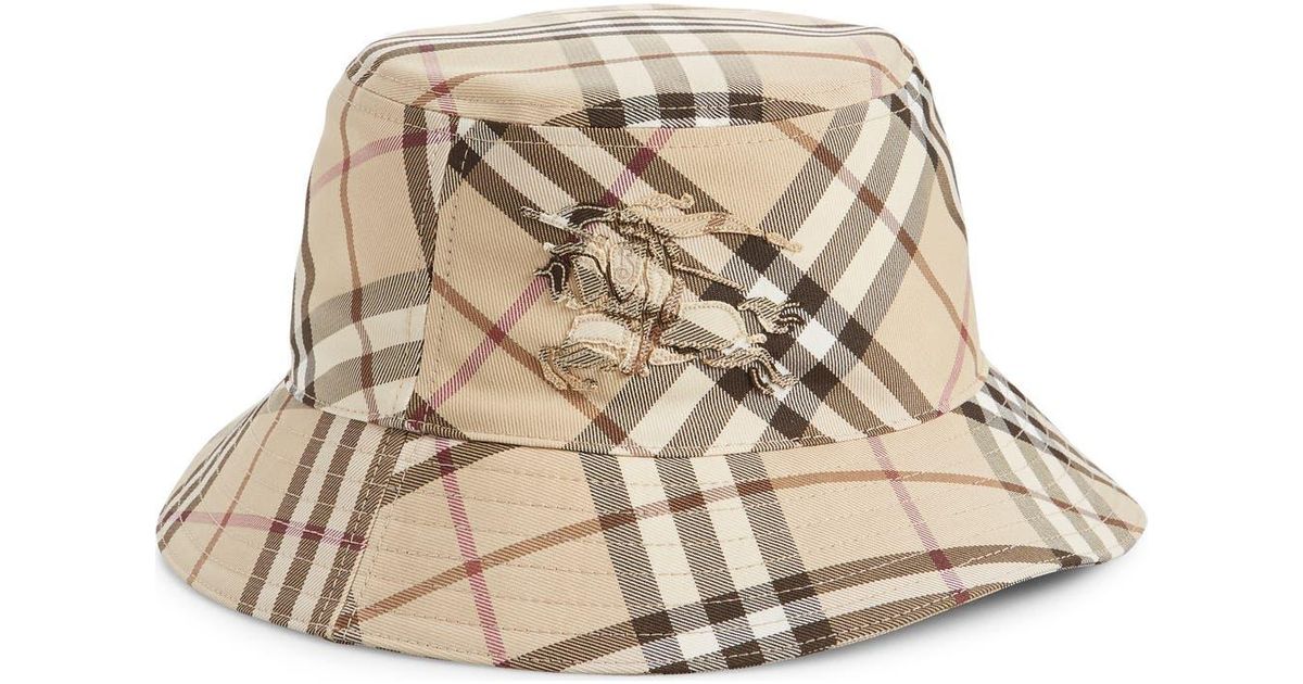 Burberry Essentials Ekd Check Twill Bucket Hat in Natural | Lyst Burberry Essentials Ekd Check Twill Bucket Hat in Natural | Lyst