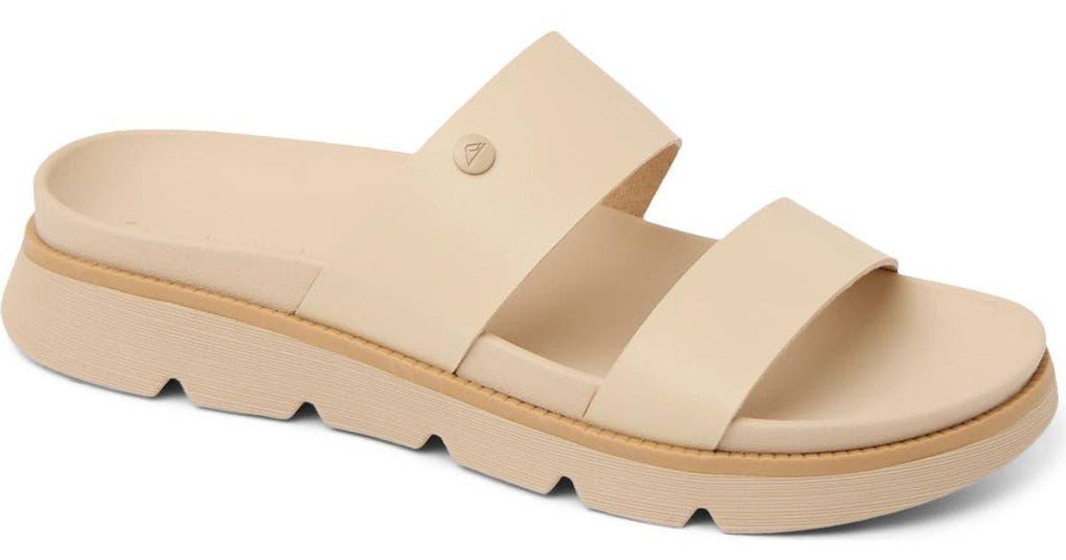 Reef Vista Luxe Thea Platform Slide Sandal in Natural | Lyst