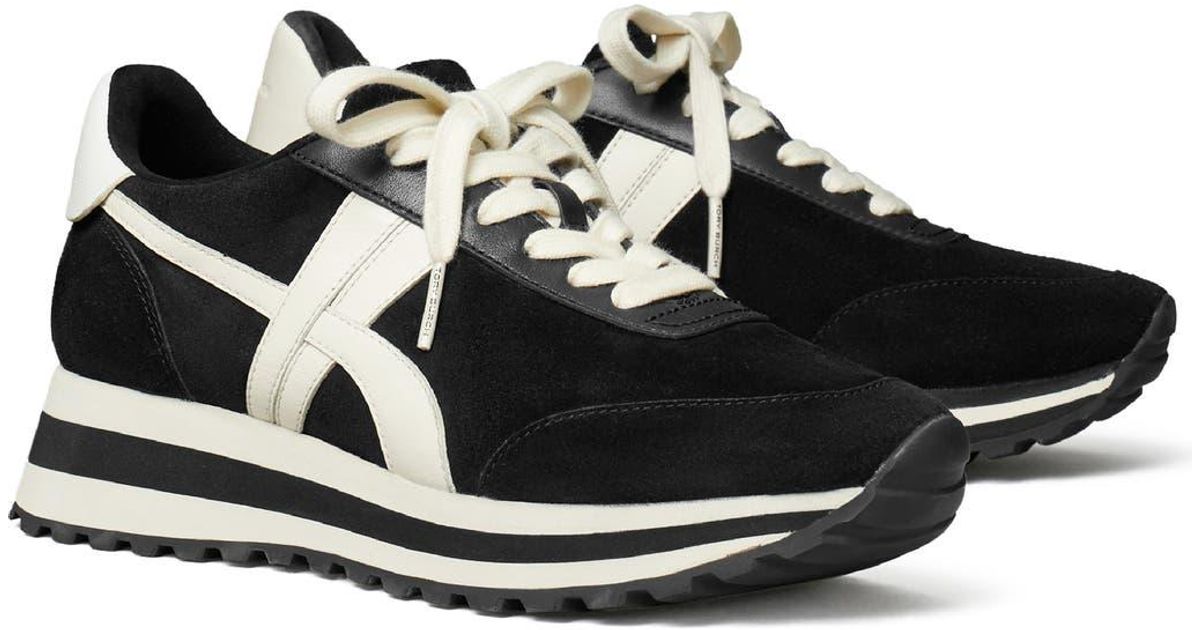 Tory Burch Hank Wedge Runner Sneaker in Black | Lyst