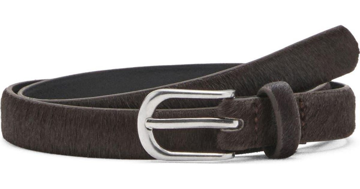 Mango Genuine Calf Hair Belt in Black | Lyst