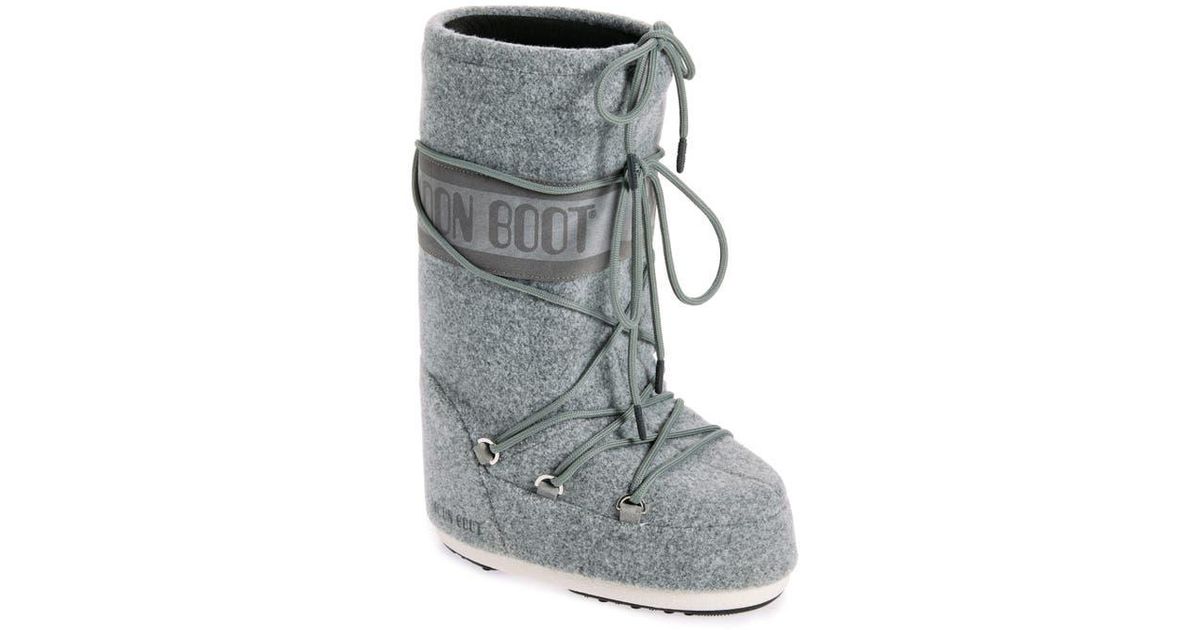 Moon Boot Icon Felt Boot in Gray | Lyst
