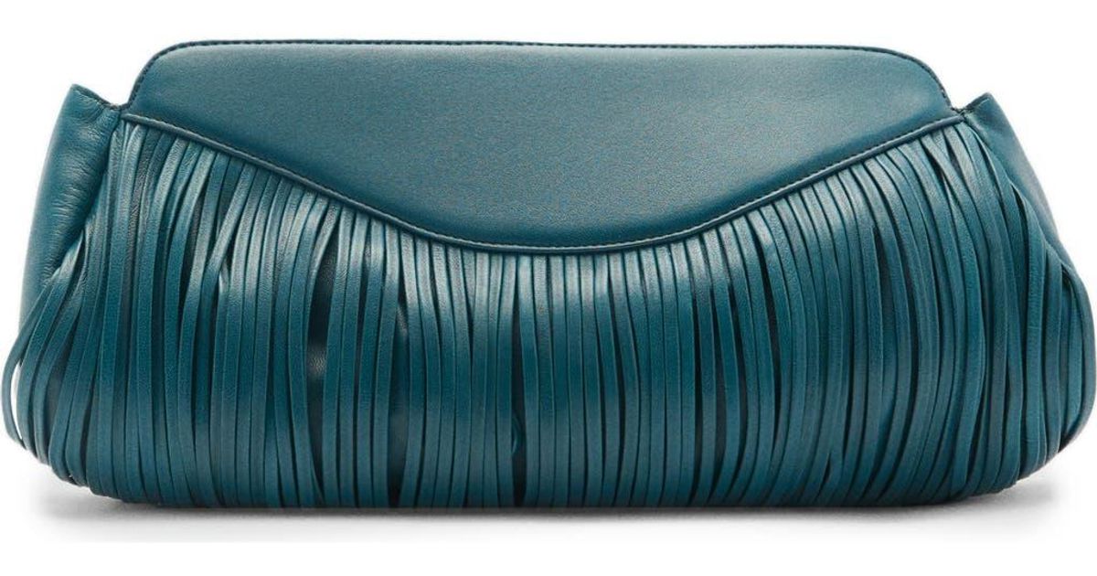Mango Leather Clutch in Blue | Lyst