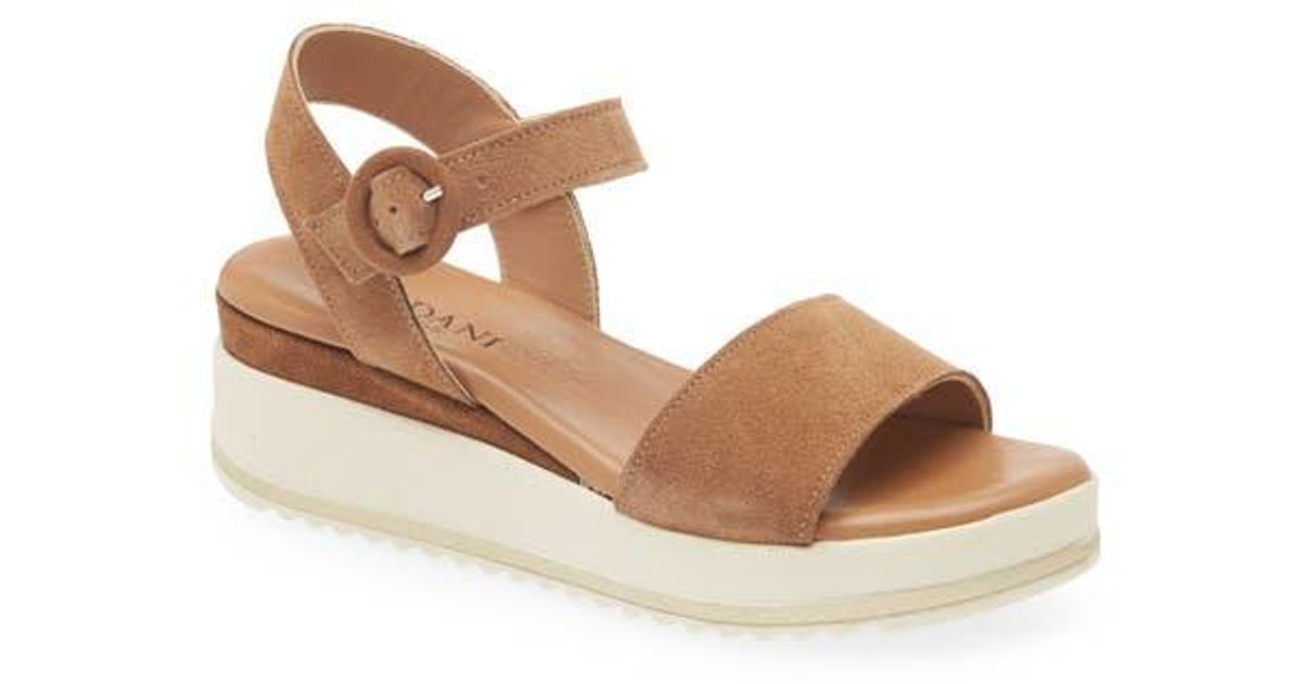 Cordani Arielle Ankle Strap Platform Wedge Sandal in Natural | Lyst