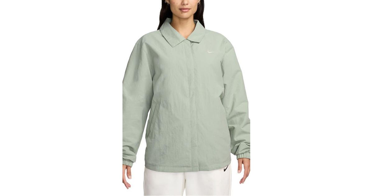 Nike Sportswear Essential Water Repellent Oversize Jacket in Green | Lyst